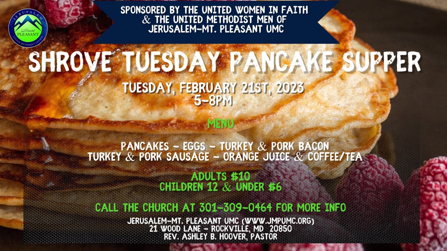 Shrove Tuesday Pancake Supper – Jerusalem-Mt.Pleasant UMC